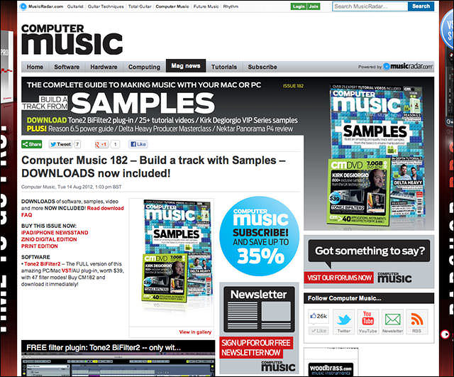 英Computer Music誌、デジタル版でも付録がダウンロード可能に……450円で49ドルのプラグインや800種類以上のサンプルをゲット ...