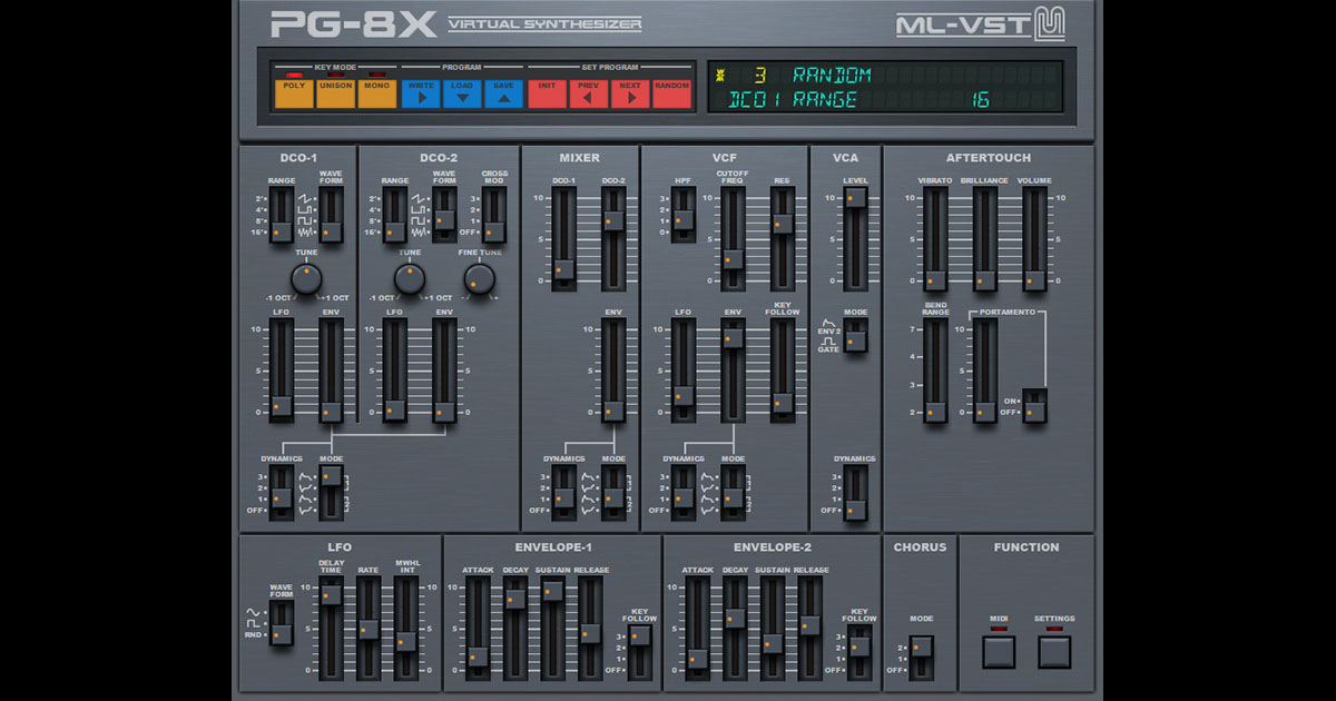 ローランド JX-8Pをモデリングしたフリーのソフト・シンセ、ML-VST「PG-8X」がバージョン2.0へと進化！ より軽快かつ安定した動作 ...