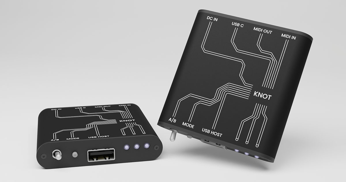 パソコン用に設計されたUSB MIDIデバイスを、スタンドアローンのMIDI機器として使用するためのアダプター、「KNOT」が登場 - ICON